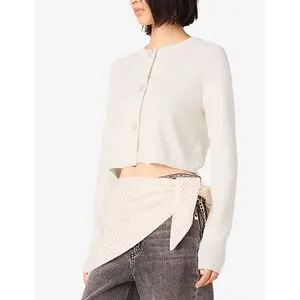 Maje Bow-button Wool Cardigan - Ecru