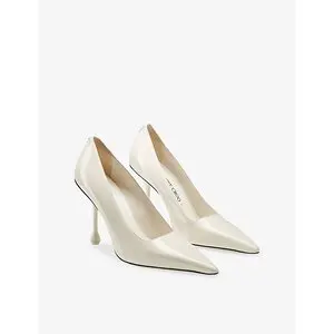 JIMMY CHOO Ixia 95 Patent Leather Pointed Toe Heeled Courts - Latte