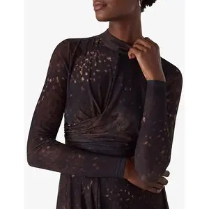 Whistles Spotted Animal-print Stretch-mesh Midi Dress