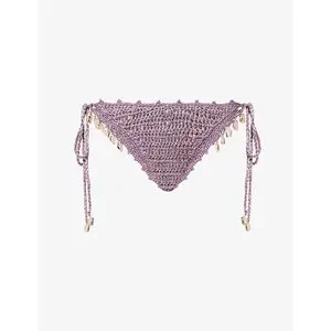 JADED LONDON Crystal Embellished Crochet Bikini Bottoms - Multi