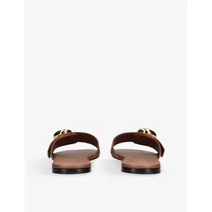 Loewe Pebble Leather Slides - Rust