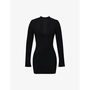House Of Cb Lotus Keyhole Detail Stretch-crepe Mini Dress - Black