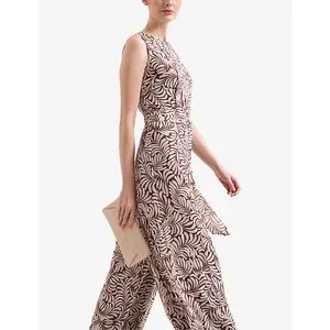 PHASE EIGHT Janine Leaf-print Woven Jumpsuit