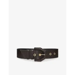 The Kooples Textured Wide Leather Belt - Brown
