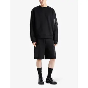Prada Re-nylon Patch Crewneck Cotton-jersey Sweatshirt