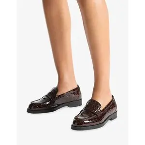 JIMMY CHOO Ivy Croc-embossed Leather Loafers - Sambuco