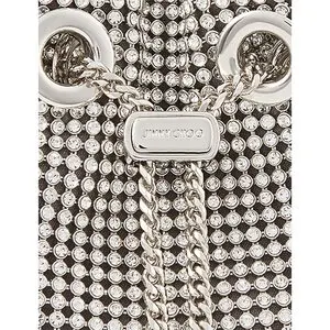 JIMMY CHOO Bon Bon Crystal Embellished Mesh Drawstring Bag