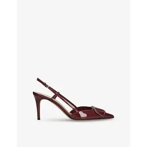 Valentino Garavani Vlogo Signature Patent Leather Slingback Courts - Wine