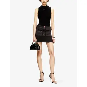 DIESEL® M-meryn Short Flap-pocket Cotton Mini Skirt