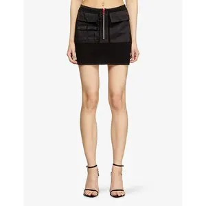 DIESEL® M-meryn Short Flap-pocket Cotton Mini Skirt