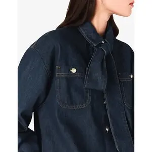 Maje Bow Relaxed-fit Denim Shirt