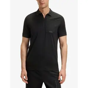 BOSS Emed-pocket Half-zip Stretch-cotton Polo Shirt