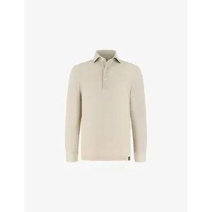 Boggi Milano Long-sleeved Cotton-blend Polo Shirt - Sand