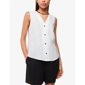 Whistles Laura V-neck Linen Tank Top