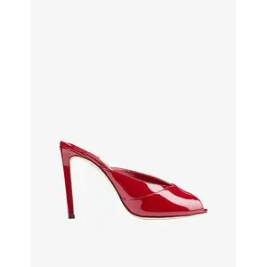 JIMMY CHOO Brigitte 100 Patent Leather Mules - Ruby Red