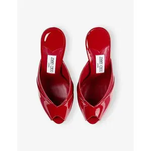JIMMY CHOO Brigitte 100 Patent Leather Mules - Ruby Red