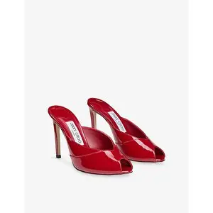 JIMMY CHOO Brigitte 100 Patent Leather Mules - Ruby Red