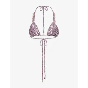 JADED LONDON Crochet Embellished Bikini Top - Multi
