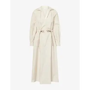 Max Mara Collared Drawstring Waist Midi Dress - Beige