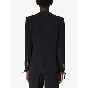 The Kooples Single-breasted Woven Blazer With Lace Trim