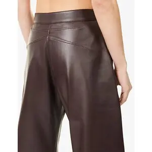 Alaïa Barrel Leg Leather Trousers - Acajou
