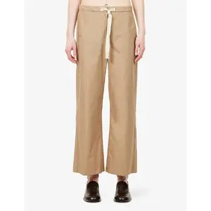 Max Mara Cropped Wide-leg Cotton Trousers - Desert