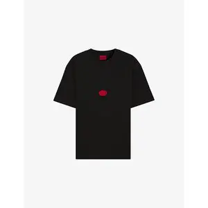 Hugo Branded-stamp Short-sleeved Cotton-jersey T-shirt - Black