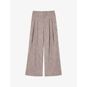 Whistles Checked Pleated Wide-leg Woven Trousers - Multi-coloured