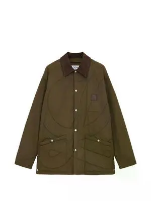 Loewe Quilted Coat With Corduroy Collar - Green