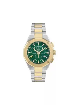 FERRAGAMO Chronograph Watch With Green Dial - Silver