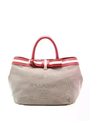 Prada Canvas Canapa Logo Tote Bag - Brown