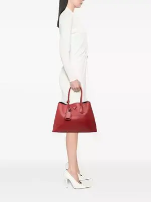 Prada Large Saffiano Cuir Double Satchel - Red