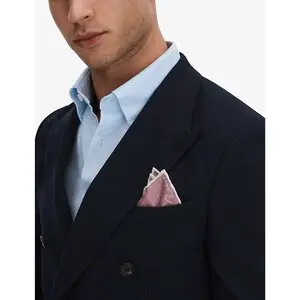 REISS Liam Polka-dot Logo-print Silk Pocket Square - Pink