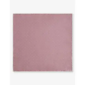 REISS Liam Polka-dot Logo-print Silk Pocket Square - Pink
