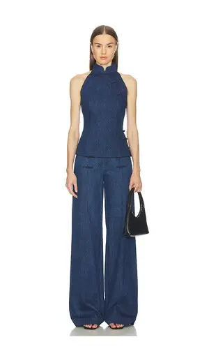 SAU LEE Ezra Denim Top