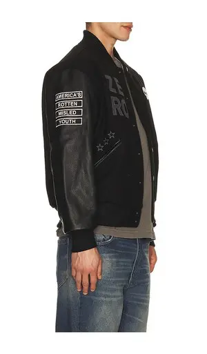 PLEASURES X Zero Skateboards Varsity Jacket
