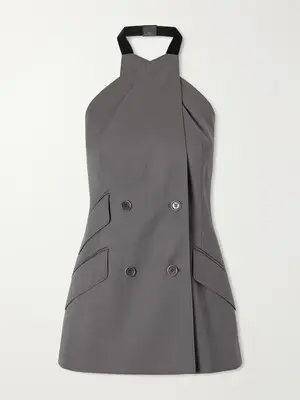 Max Mara Cali Wool-twill Halterneck Blouse - Gray