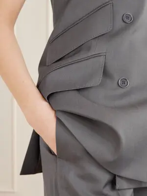 Max Mara Cali Wool-twill Halterneck Blouse - Gray