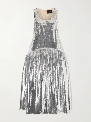 Simone Rocha Sequined Satin Gown - Silver