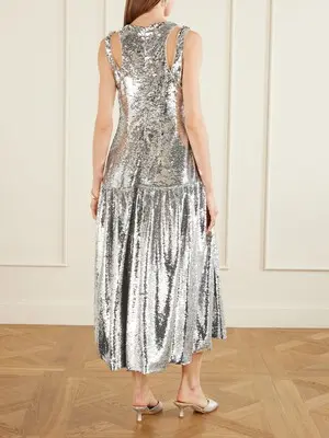 Simone Rocha Sequined Satin Gown - Silver