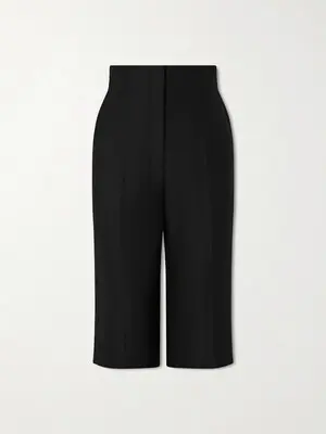 Khaite Raelle Wool And Silk-blend Straight-leg Shorts - Black