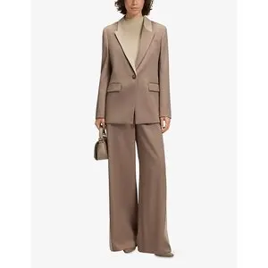 BOSS Colour-block Lapel Single-breasted Virgin-wool Blazer