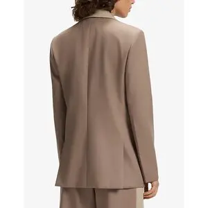 BOSS Colour-block Lapel Single-breasted Virgin-wool Blazer