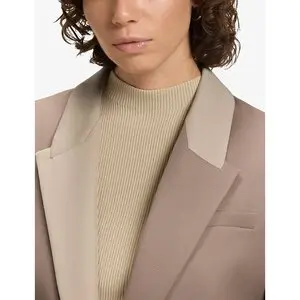 BOSS Colour-block Lapel Single-breasted Virgin-wool Blazer