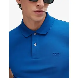 BOSS Logo-embroidered Short-sleeve Cotton Polo Shirt