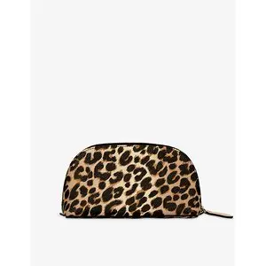 Smythson Foil-text Print Leather Cosmetic Case - Sandstone