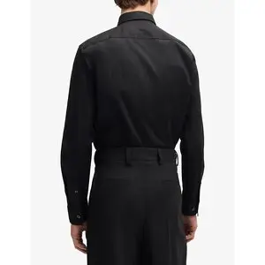 Hugo Logo-embroidered Slim-fit Stretch-cotton Shirt