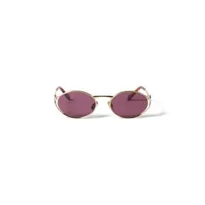 Miu Miu Miu Miu Oval Gold Tone Logo Sunglasses Ruby Lenses
