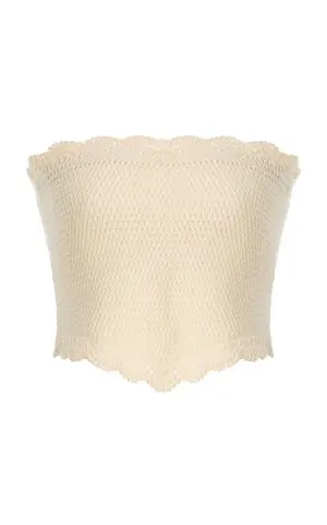 Posse Dylan Strapless Crocheted Crop Top - Ivory