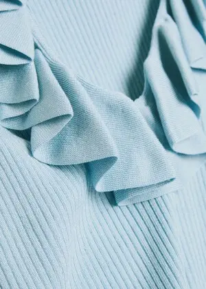 Alice + Olivia Marnie Ruffled Knit Top - Blue